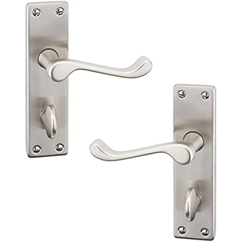 Victorian Scroll Door Handles - 150mm x 40mm - Satin Nickel ...