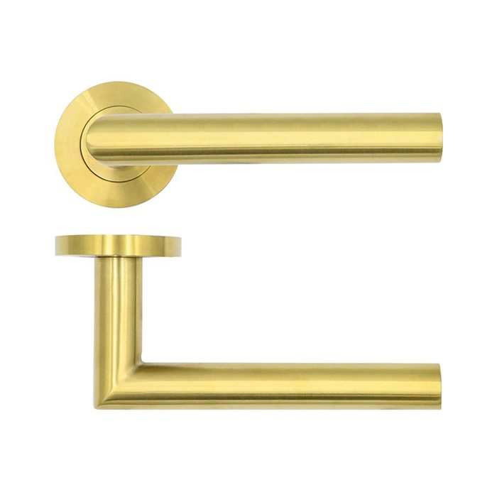 Lever on Rose Door Handle – 19mm – Satin Brass - Ironmongery Solutions