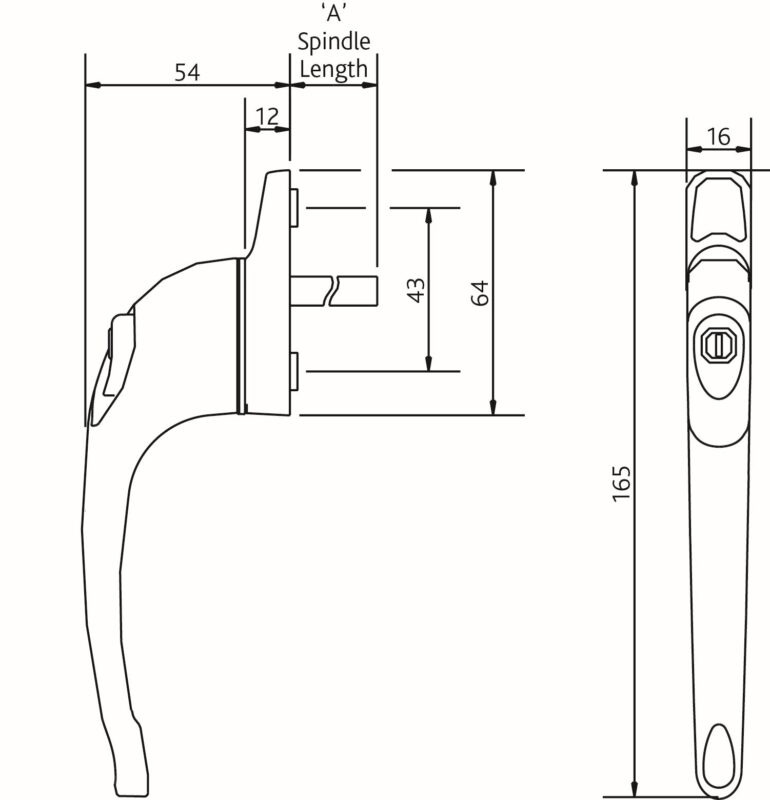 ERA Maxim Inline Non Locking Window Handle - Ironmongery Solutions