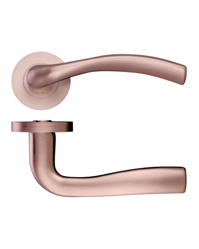 Siena lever on round rose Tuscan Rose Gold - Ironmongery Solutions